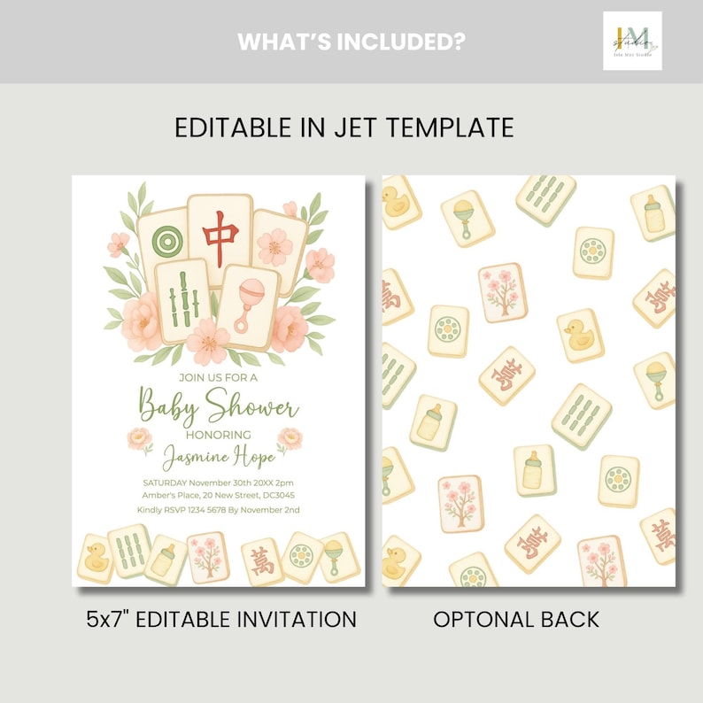 Mahjong Baby Shower Invitation Template 5x7", Editable Print at Home ...