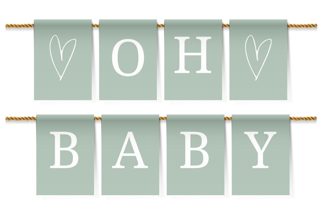 Editable Bunting, Sage Green Baby Shower Decorations, Baby Shower ...