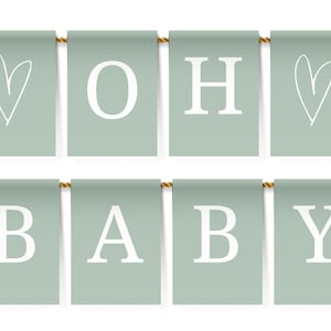 Editable Bunting, Sage Green Baby Shower Decorations, Baby Shower ...