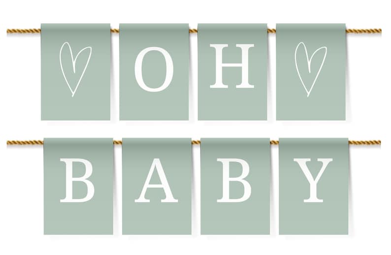 Editable Bunting, Sage Green Baby Shower Decorations, Baby Shower ...