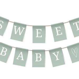 Editable Bunting, Sage Green Baby Shower Decorations, Baby Shower ...