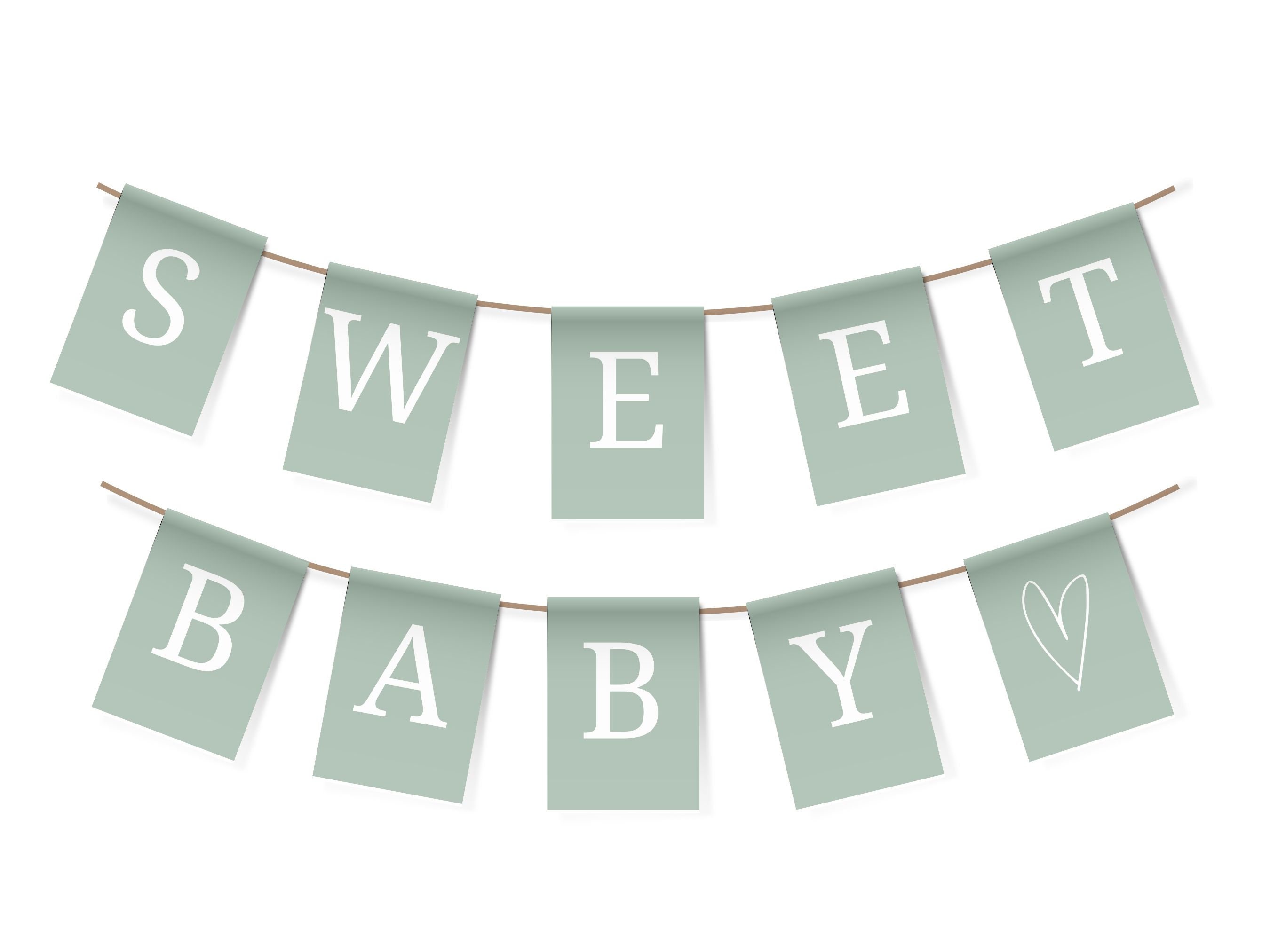 Editable Bunting Sage Green Baby Shower Decorations Baby - Etsy
