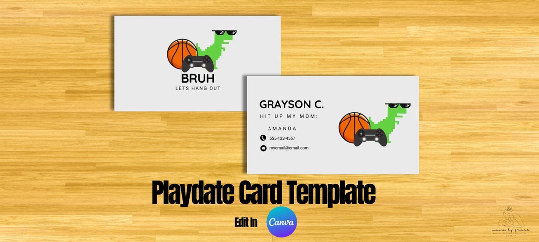 Editable Kids Play Date Contact Card Tween Boys - Etsy