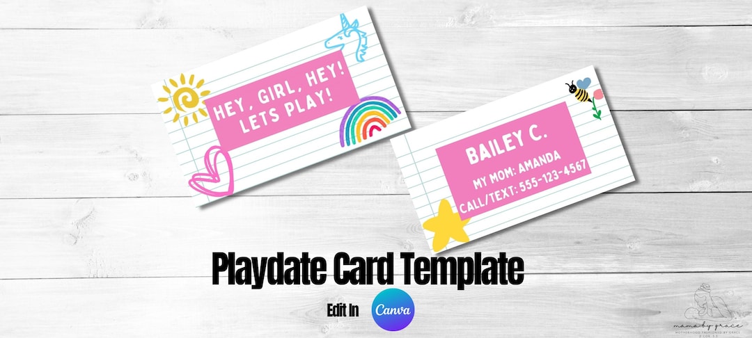 Editable Kids Play Date Contact Card - Etsy