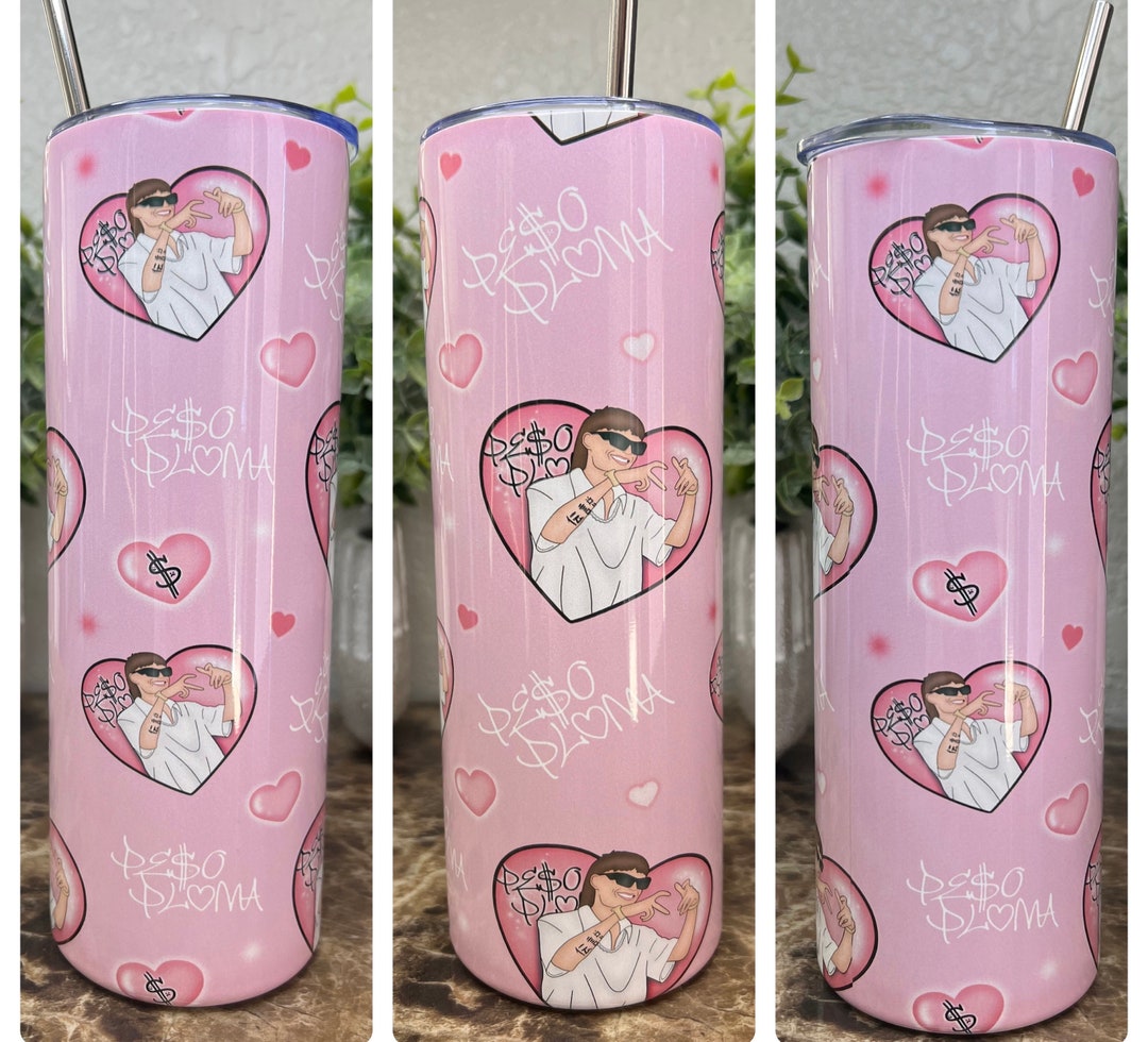 Pink Peso Pluma 20 Oz Custom Tumbler, La Doble P, Old School Hearts - Etsy