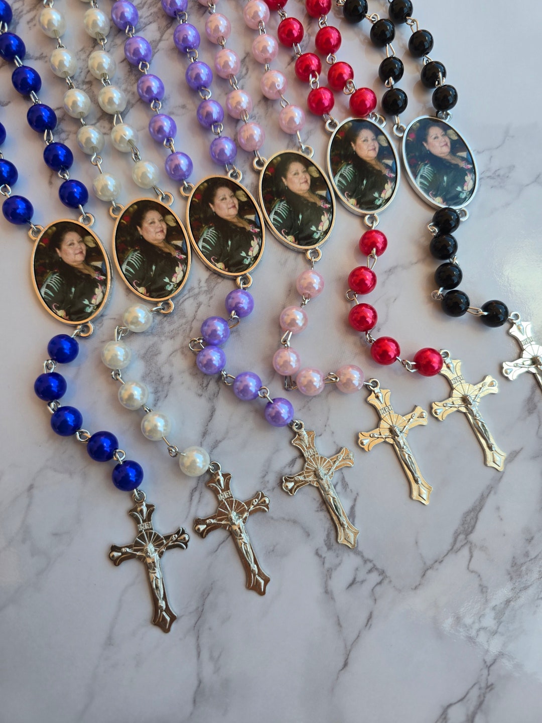 Dozen Personalized Rosaries With Picture, Personalized Keepsake Custom ...