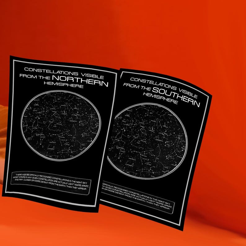 Quality Dual Framed Night Sky Constellation Maps, Fixed or Personalised ...