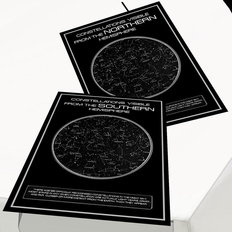 Quality Dual Framed Night Sky Constellation Maps, Fixed or Personalised ...