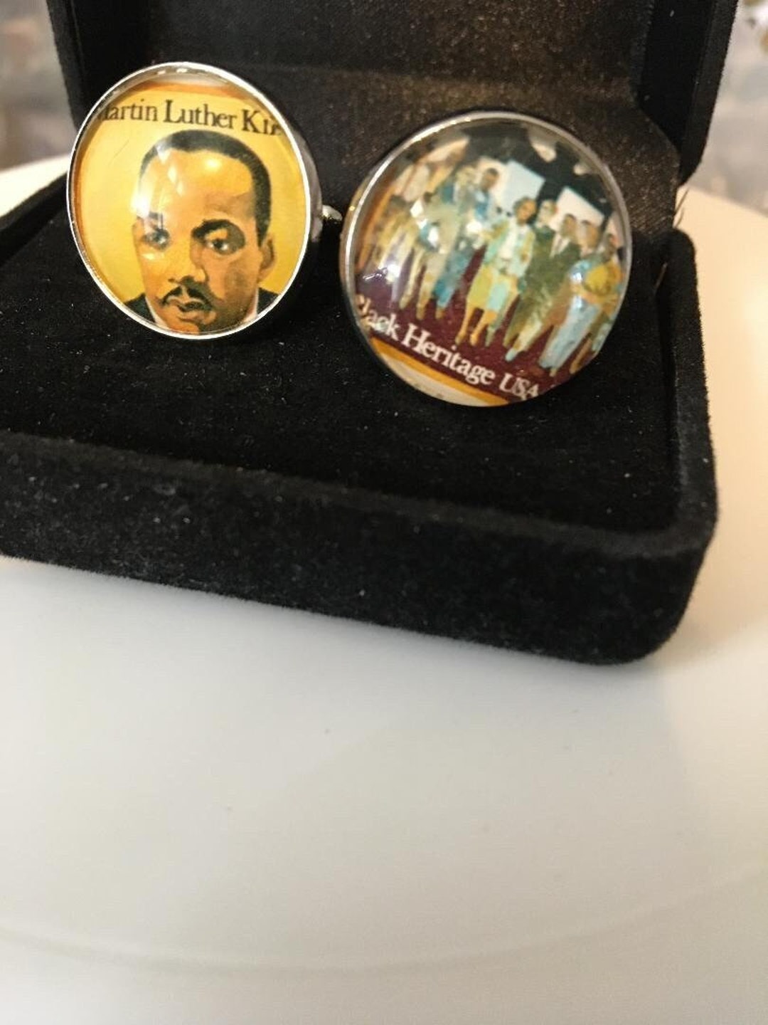 MLK Martin Luther King Stamp Black Heritage Handmade Cuff Links Weddings Grooms Anniversary Men ...