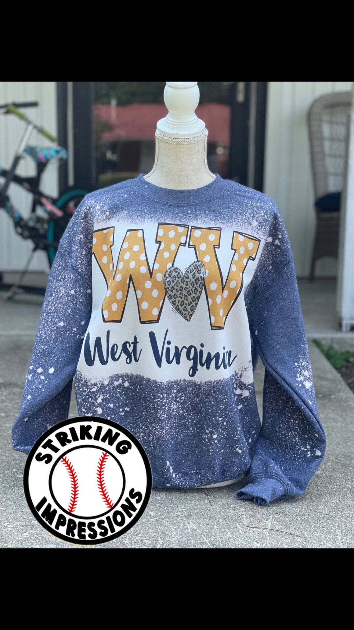West Virginia Polka Dot Pullover Sweater/ Bleached Sweatshirt Gift for ...