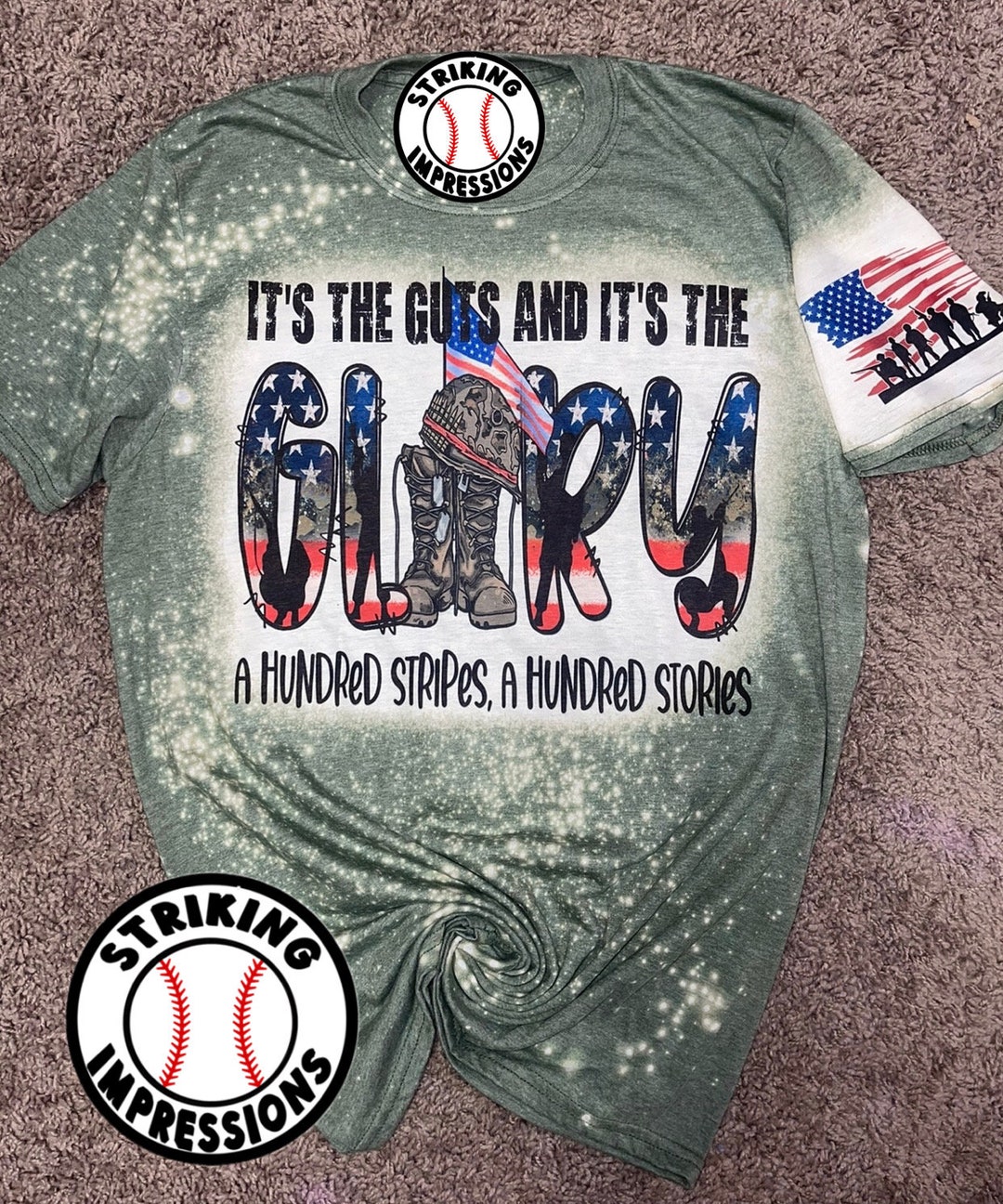 Its the Guts and Its the Glory Freedom Tshirt With American Flag Sleeve ...