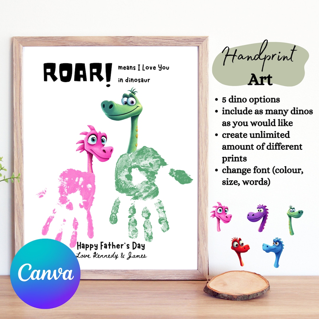Father's Day Handprint Art Father's Day Craft DIY Father's Day Dinosaur ...