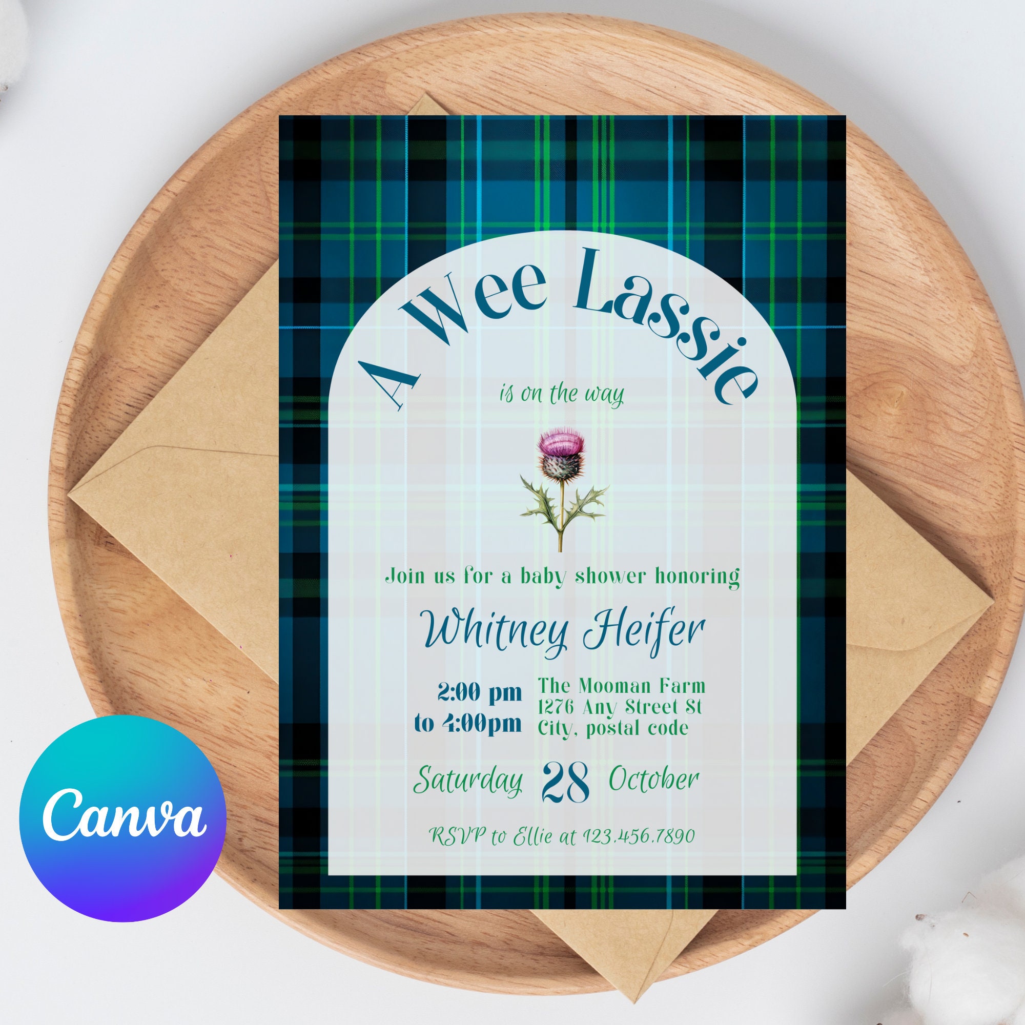 Scottish Baby Shower Invitation, Scotland Theme Baby Shower Invitation ...