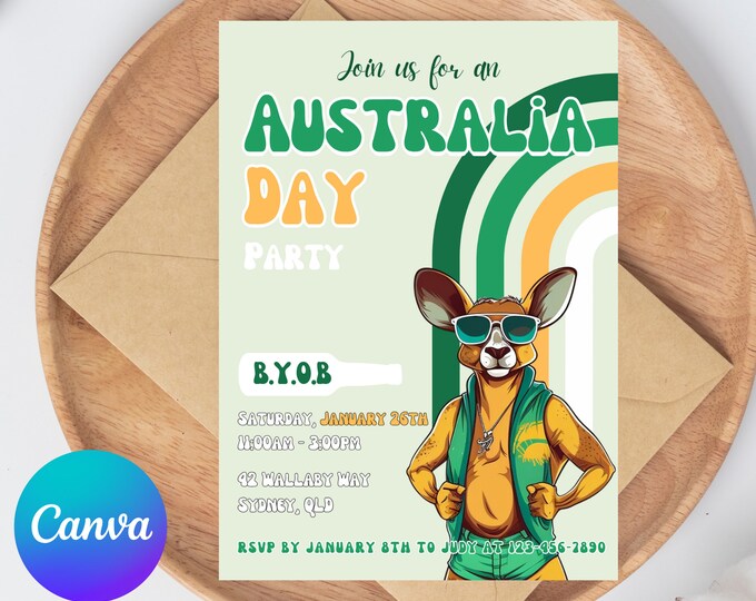 Australia Day Party Invitation, Australia Day BBQ Invitation, Australia ...