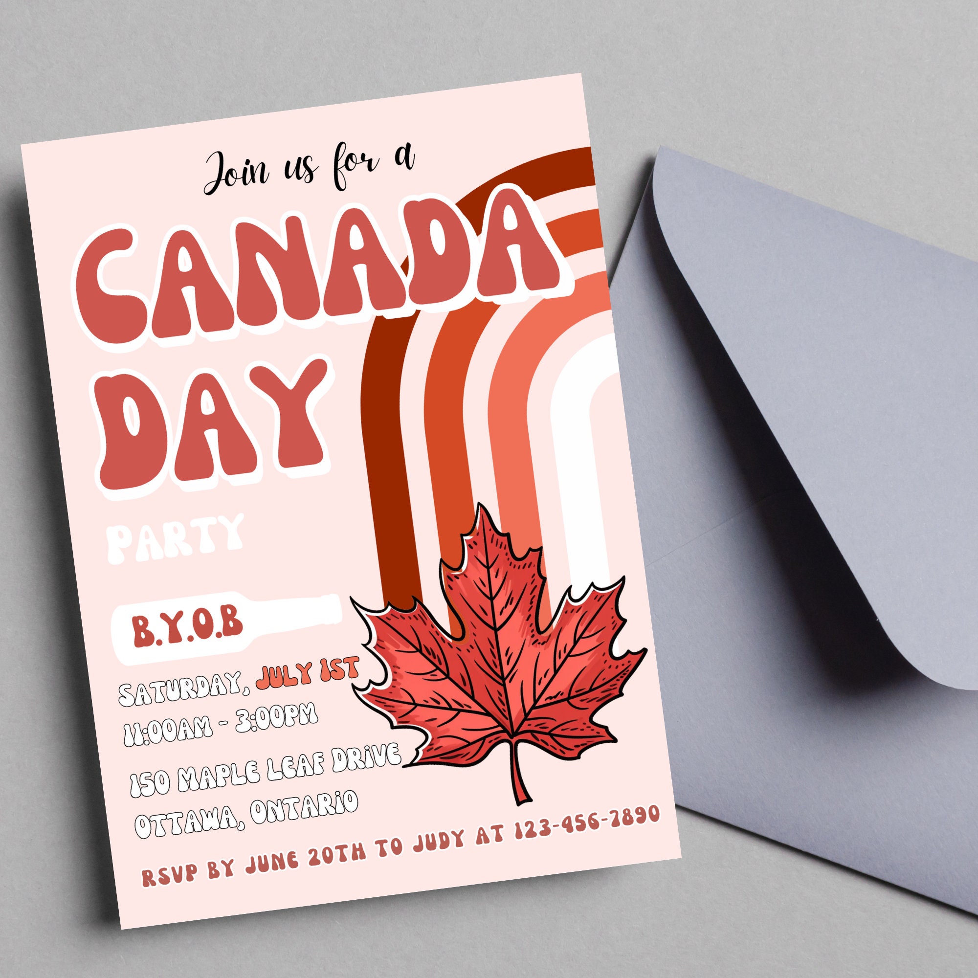 Canada Day Party Invitation, Canada Day BBQ Invitation, Canada Day ...