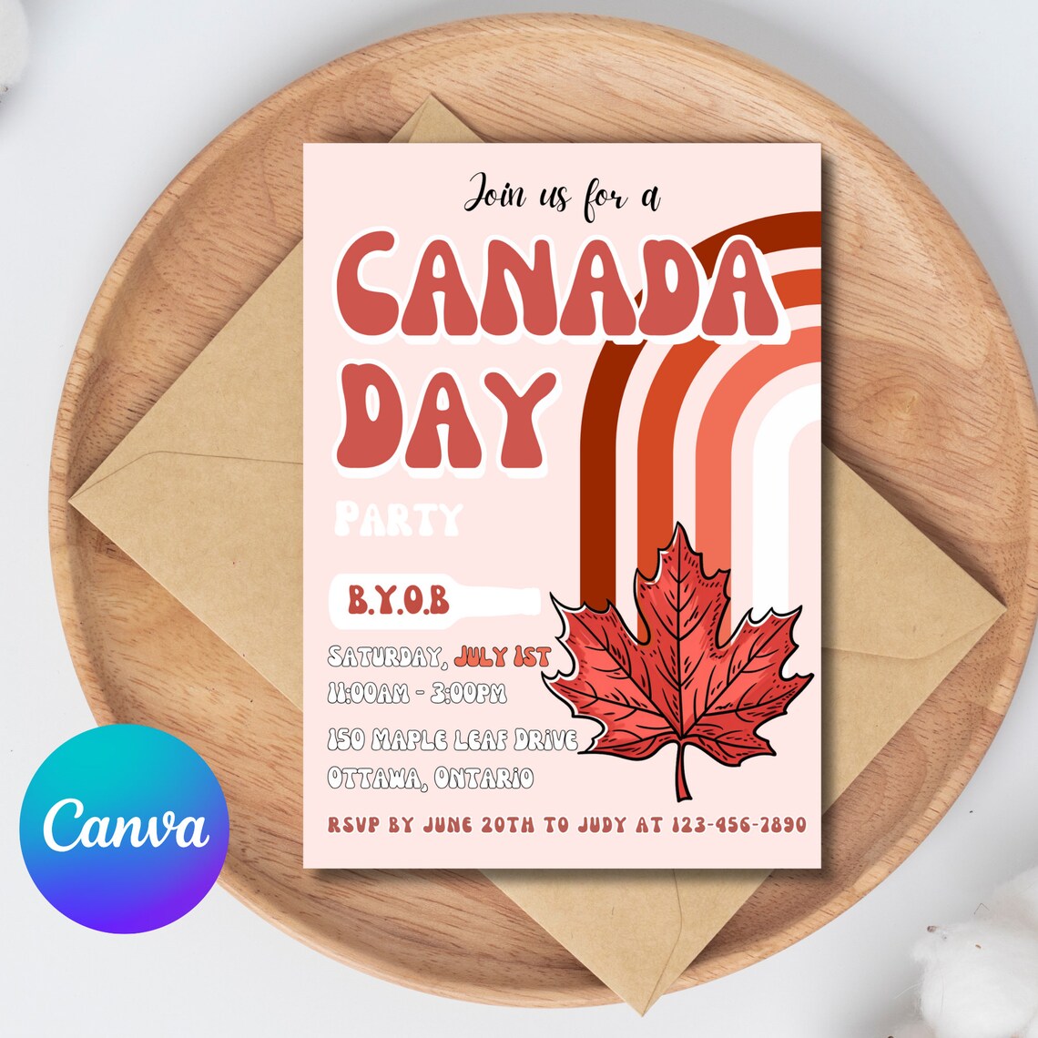 Canada Day Party Invitation, Canada Day BBQ Invitation, Canada Day ...