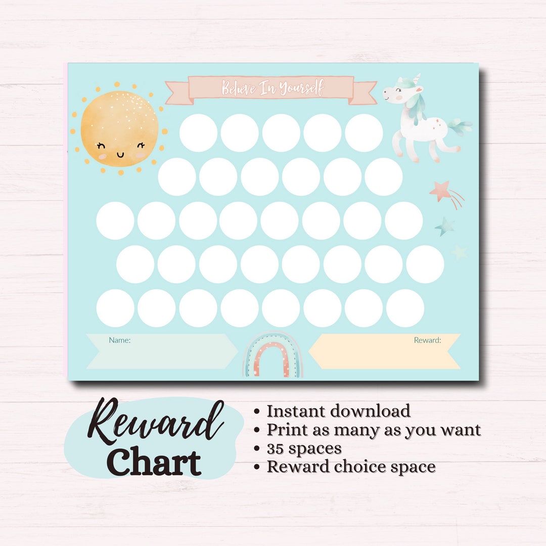 Kids Reward Chart Rewards Chart Children Tracking Chart Printable Potty ...