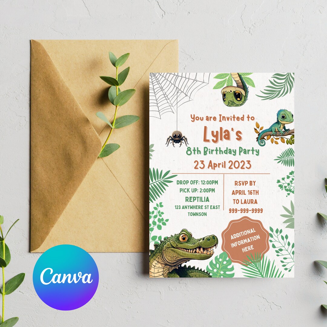 Reptile Invitation, Reptile Birthday, Snake Invitation, Lizard ...