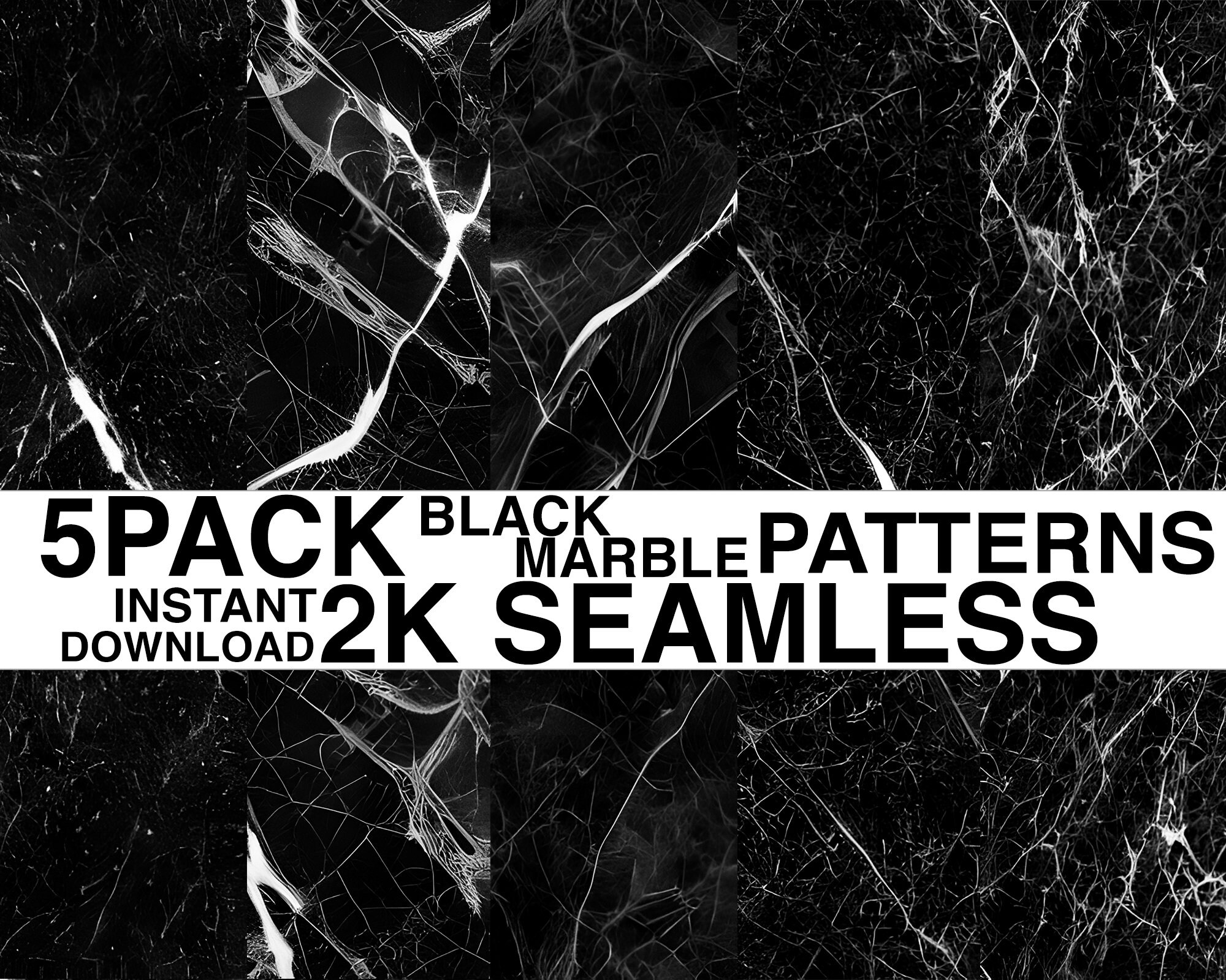 5 PACK - Black Marble Patterns - 2K Seamless | Marble Digital Paper ...