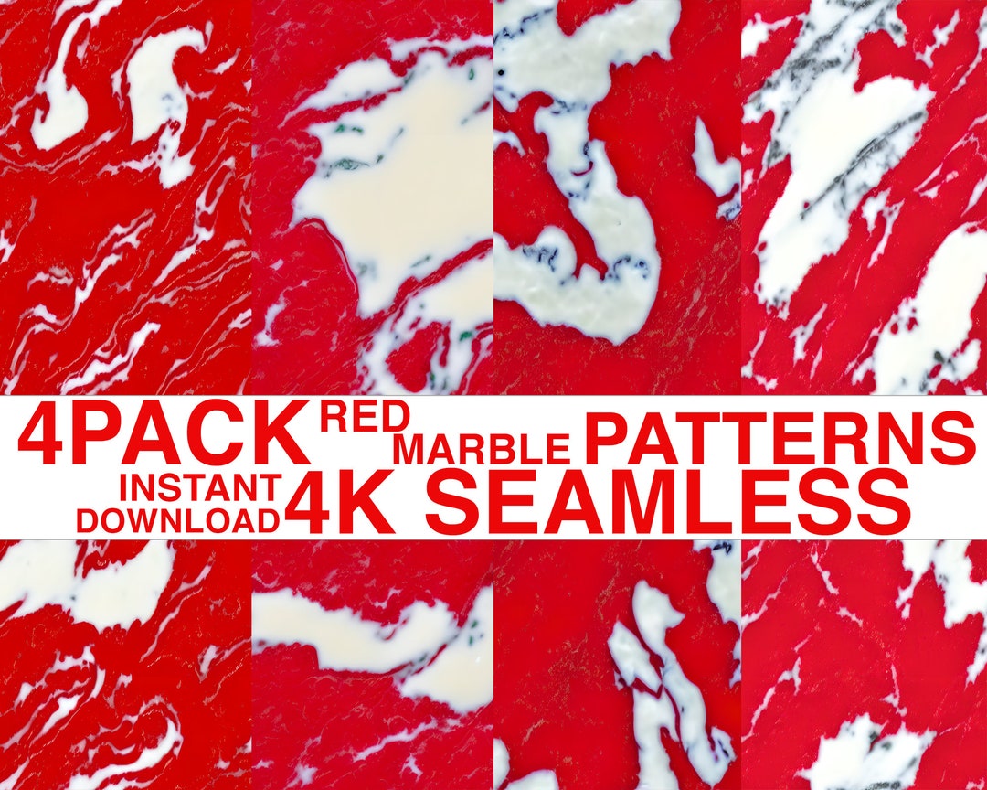 4 PACK - Red Marble Patterns - 4K Seamless | Marble Digital Paper ...