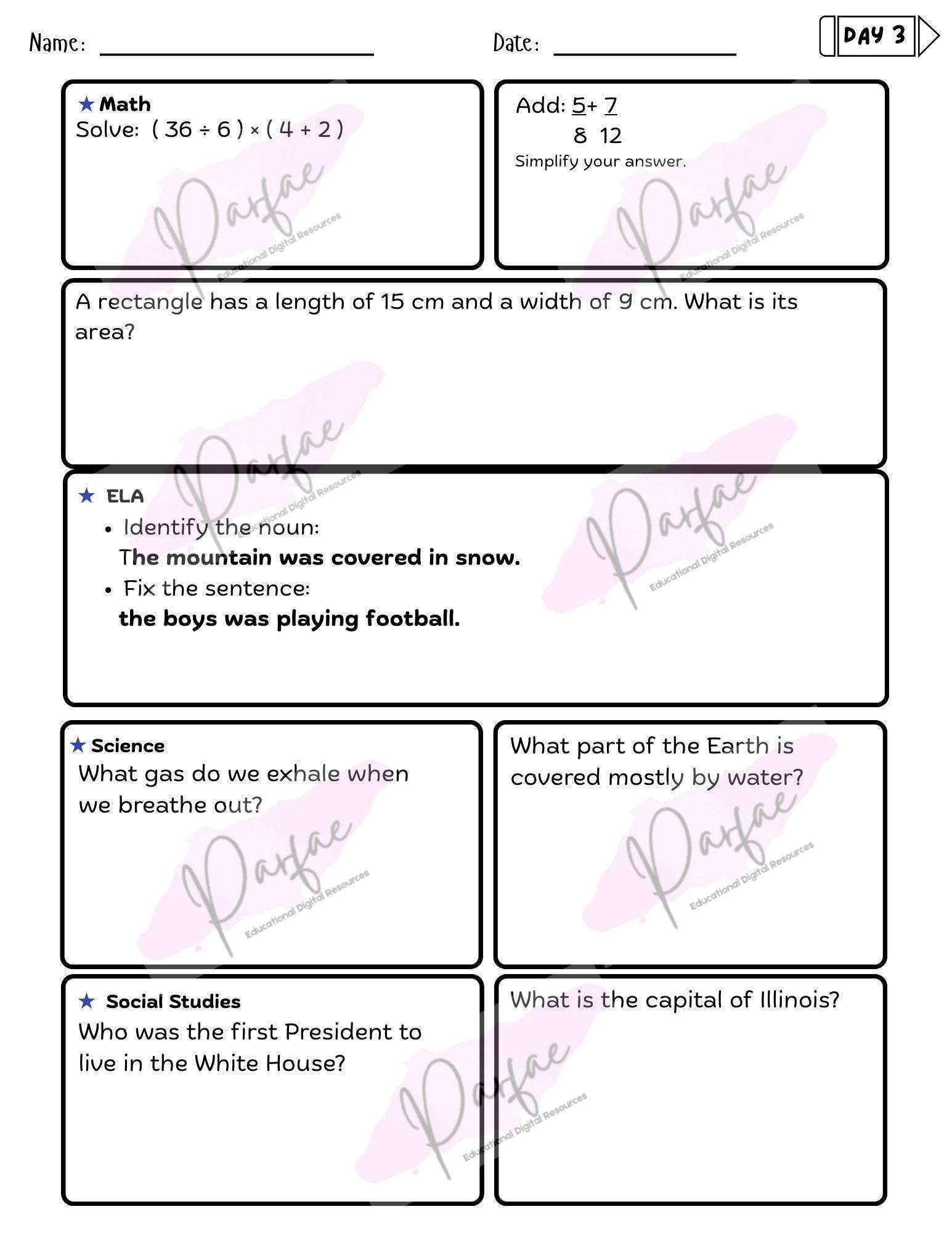Start Your Day Right With 5th Grade Morning Work Set: Packed With ...