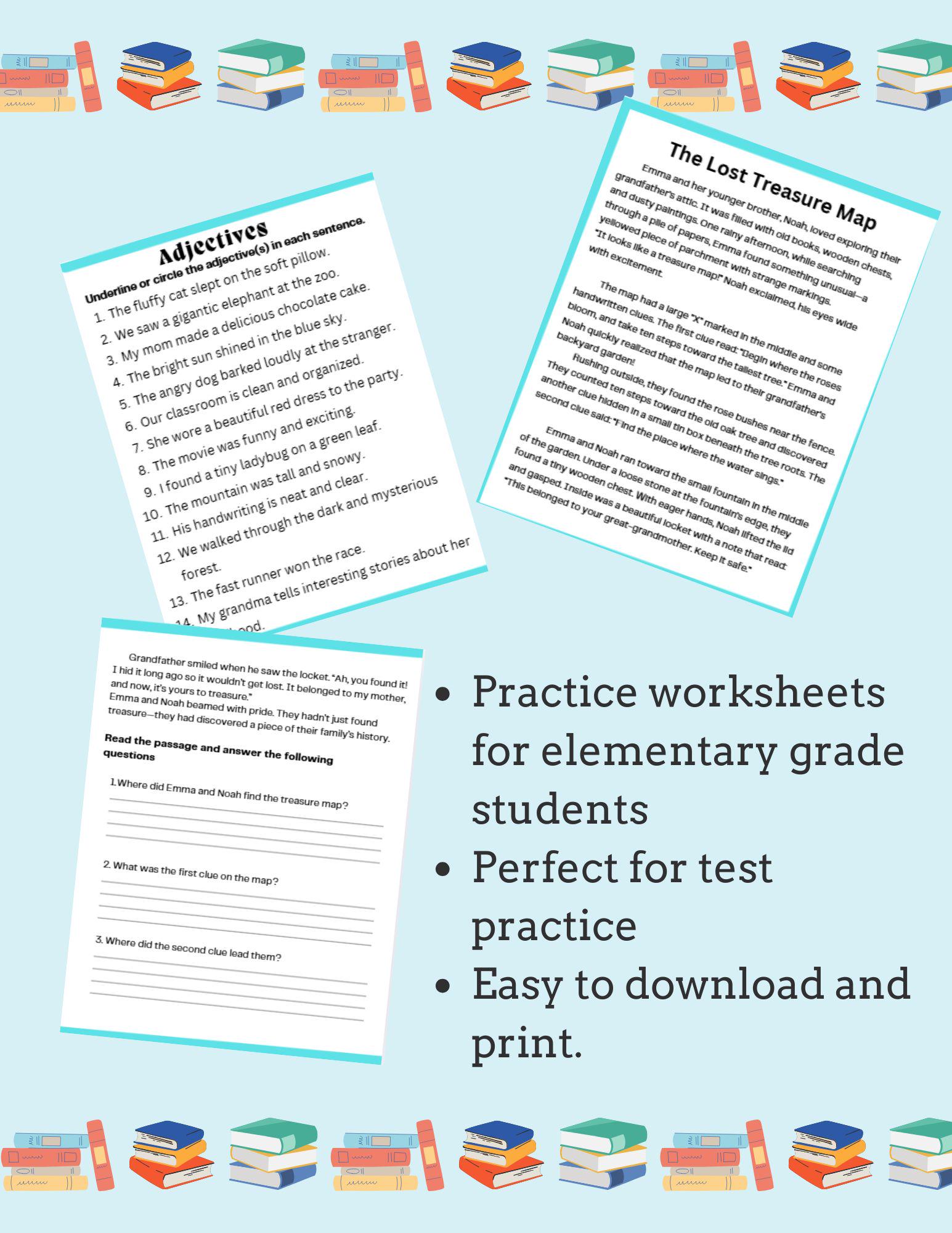 4th Grade - English Language Arts Practice Worksheets - Etsy
