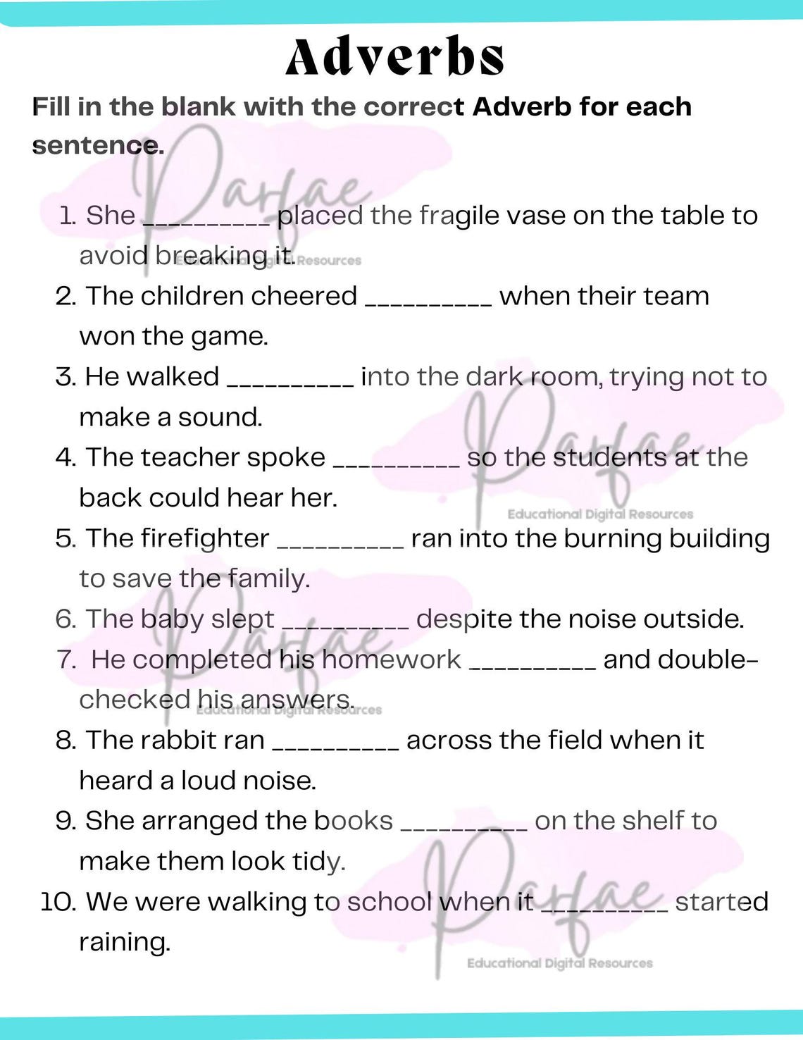 4th Grade - English Language Arts Practice Worksheets - Etsy
