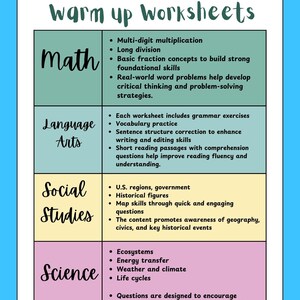 4th Grade Morning Work | Daily Warm-up Packet | Math, ELA, Science ...
