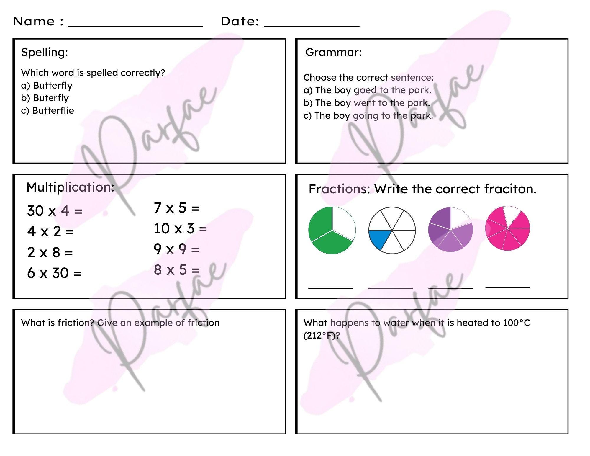 4th Grade Morning Work | Daily Warm-up Worksheets for Math, ELA ...