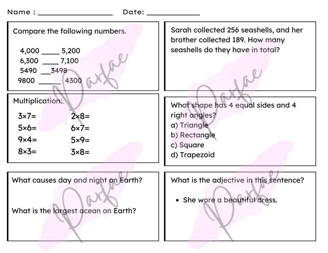 4th Grade Morning Work | Daily Warm-up Worksheets for Math, ELA ...