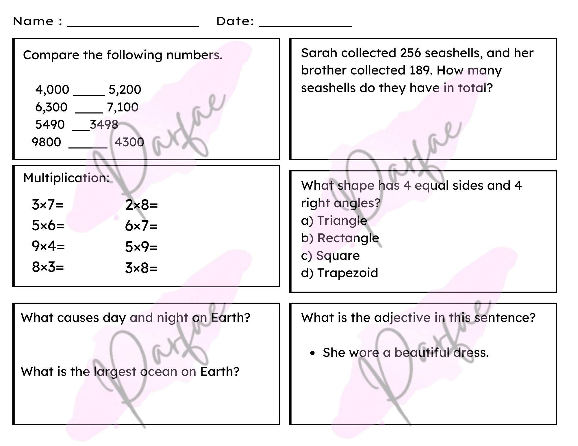 4th Grade Morning Work | Daily Warm-up Worksheets for Math, ELA ...