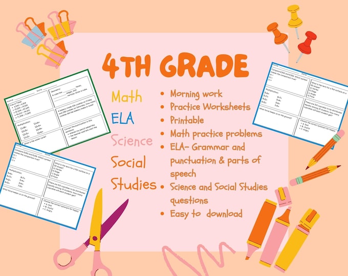 4th Grade Morning Work | Daily Warm-up Packet | Math, ELA, Science ...