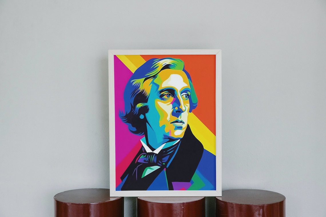 Chopin Pop Art Digital Poster, Vibrant Chopin Pop Art Painting ...