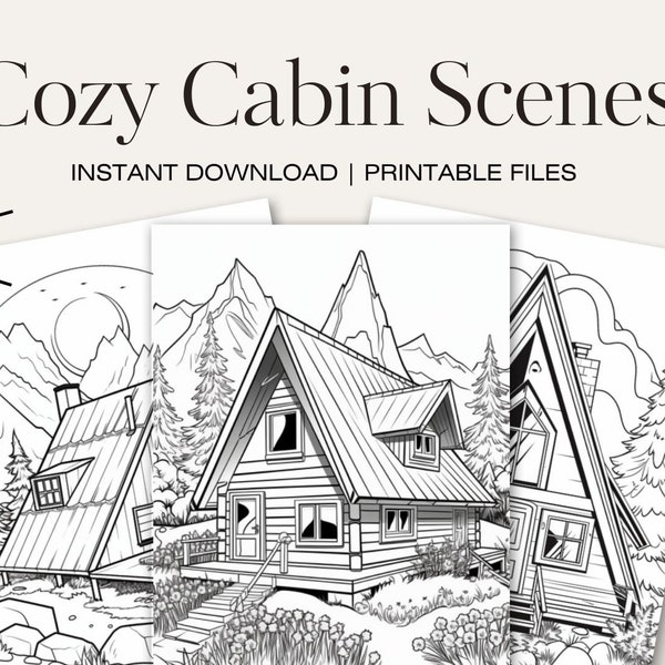Printable Cabin Coloring Page - Etsy