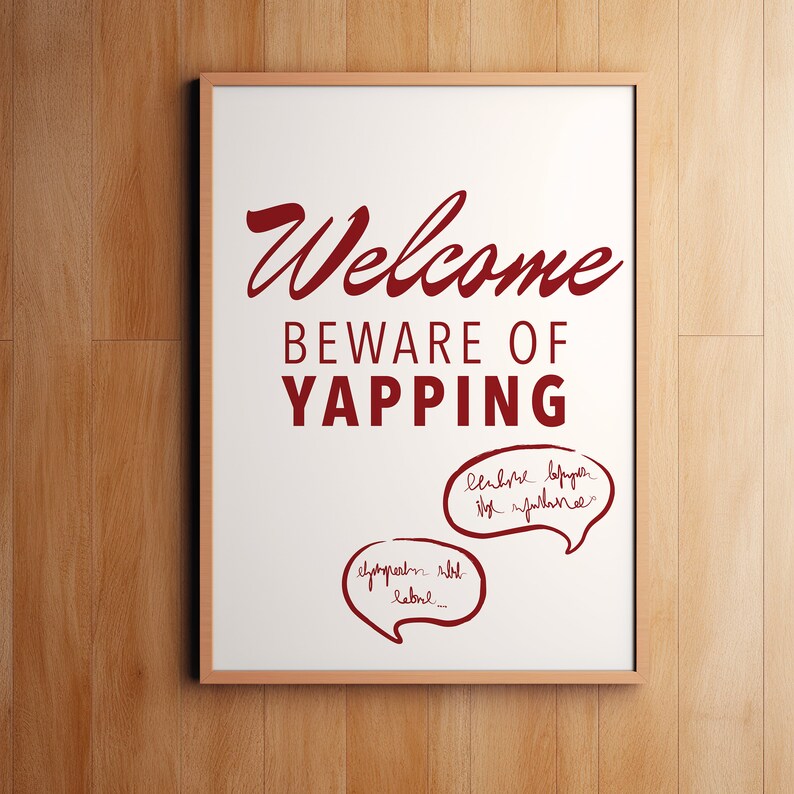 Welcome Beware of Yapping Wall Print Trendy Yapping Retro Vintage Home ...