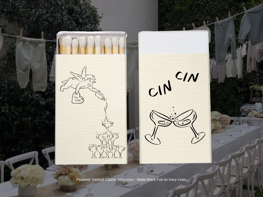 Customizable Cin Cin Baby Shower Matchbox Template, Cherub Cheers ...