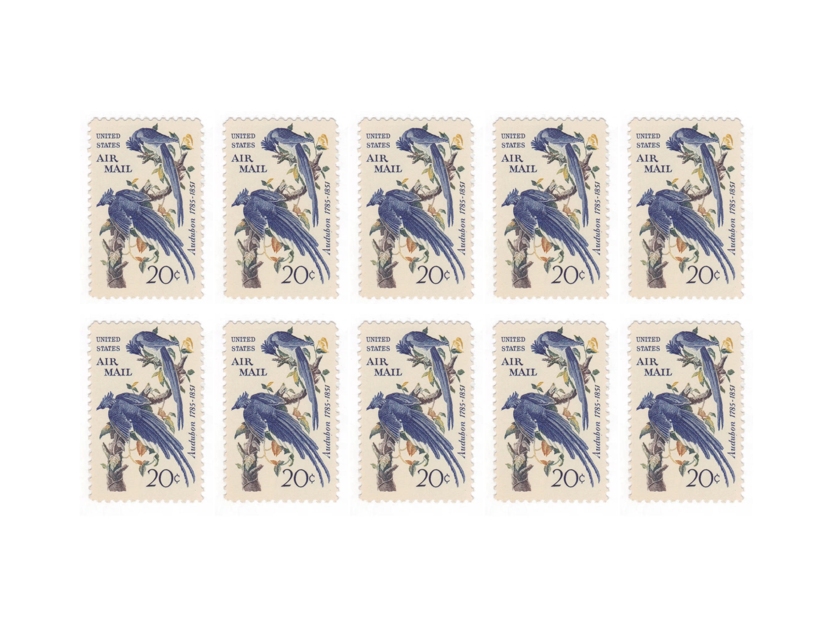 US Vintage Blue Postage Stamp 1967 20c John James Audubon - Etsy