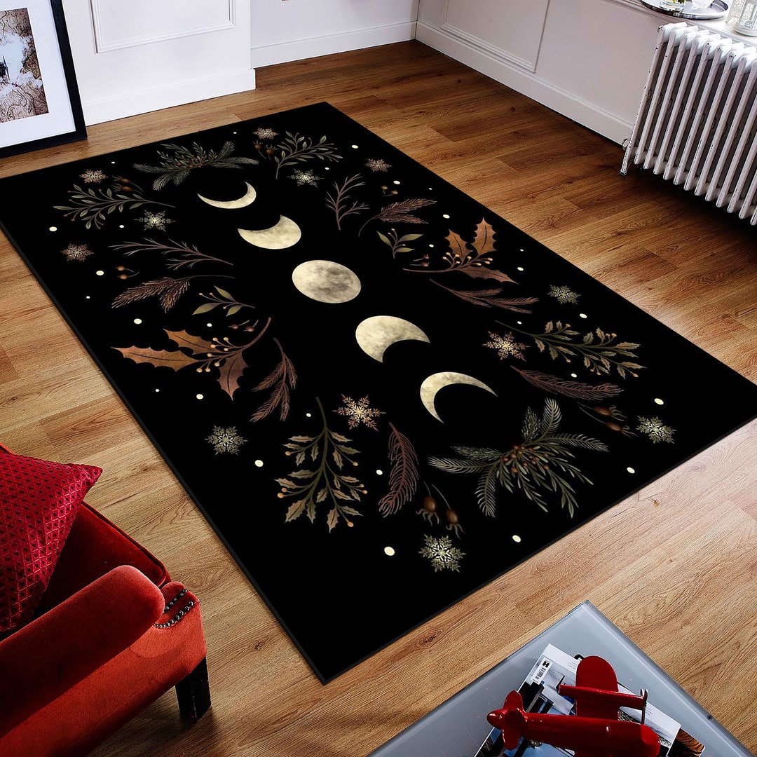 Moonlight Rugmoon Phase Rug Moon Fern Rug Moon Theme Rug - Etsy