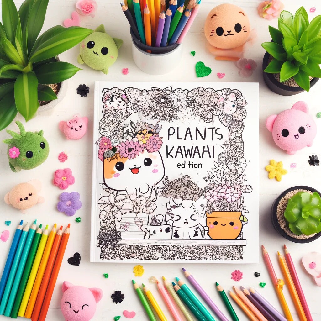 Plants Kawaii Edition Coloring Book 18 Pages of Cute Plant Designs for ...