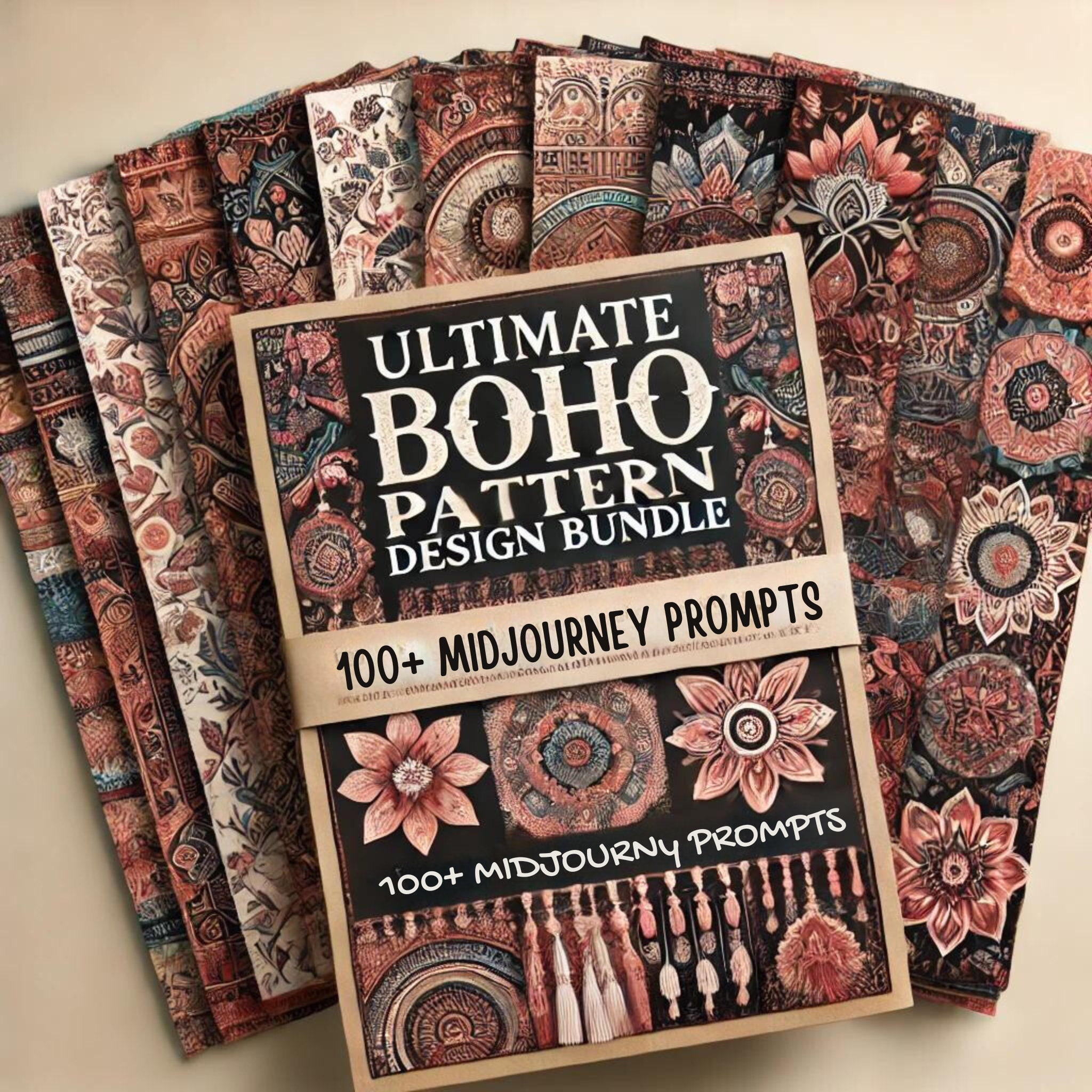 Ultimate Boho Pattern Design Bundle 100 Midjourney Promtps Vintage ...