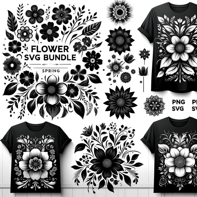 Spring Flower SVG Bundle for Cricut | Floral Designs for Shirts | Cut ...
