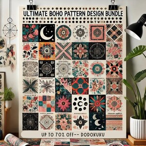 Ultimate Boho Pattern Design Bundle 100 Midjourney Promtps Vintage ...