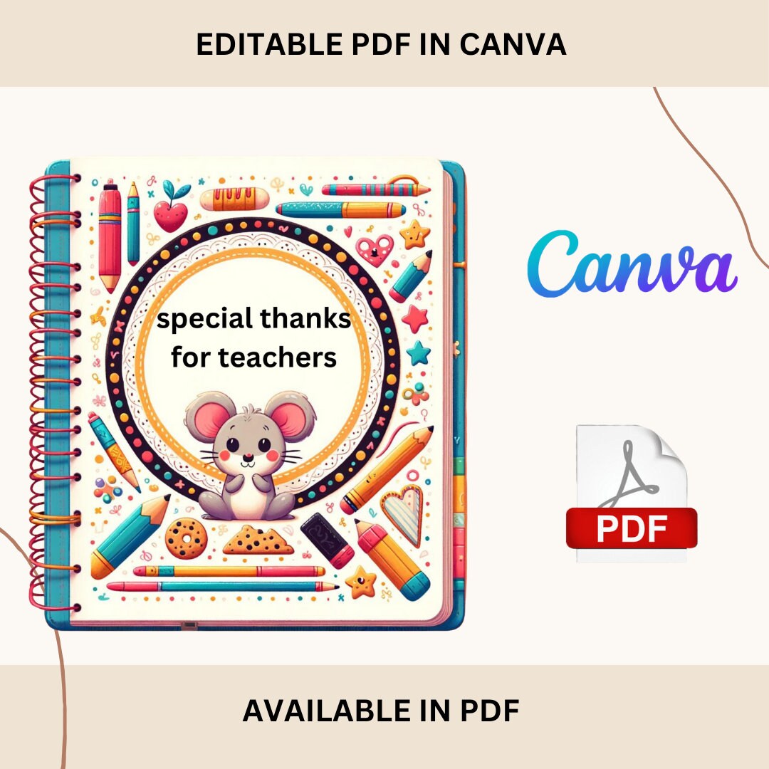 Teacher Appreciation Gift: End of Year Teacher Gifts Book Template ...