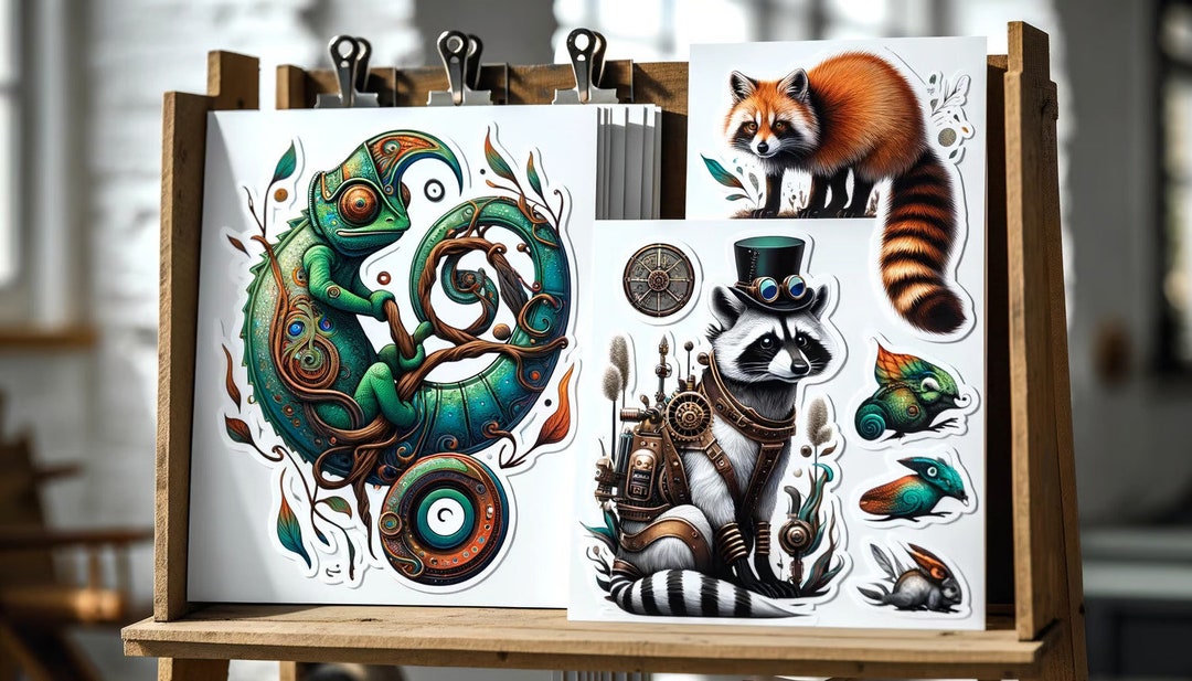 Artistic Animal Sticker Collection - Unique Die-cut Vinyl Stickers for ...