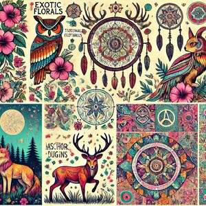 Ultimate Boho Pattern Design Bundle 100 Midjourney Promtps Vintage ...