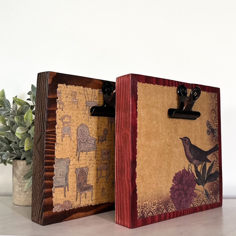 Vintage Wood Clip Picture Frame, Rustic Photo Frame, Recipe Holder ...