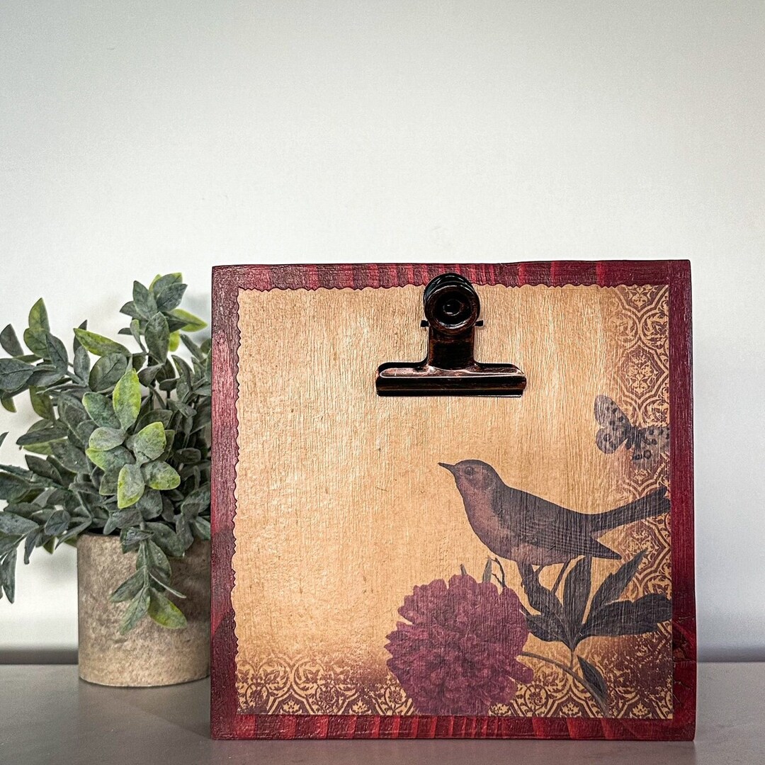 Vintage Wood Clip Picture Frame, Rustic Photo Frame, Recipe Holder ...