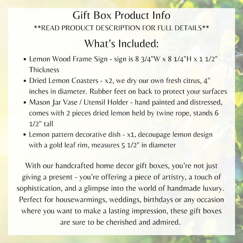 Lemon Gift Box, Lemon Summer Home Decor, Gift for New House, Summer ...