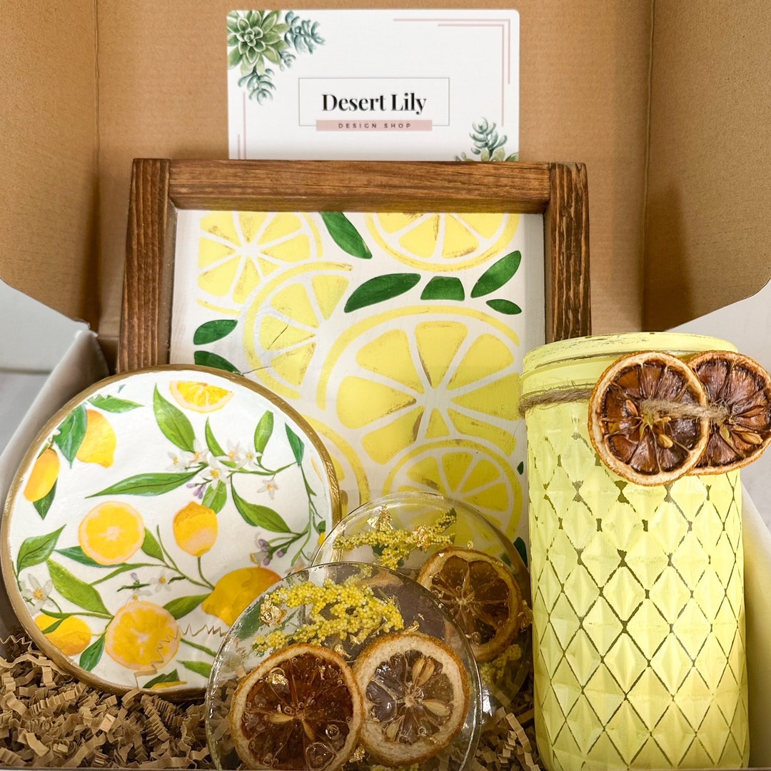 Lemon Gift Box, Lemon Summer Home Decor, Gift for New House, Summer ...