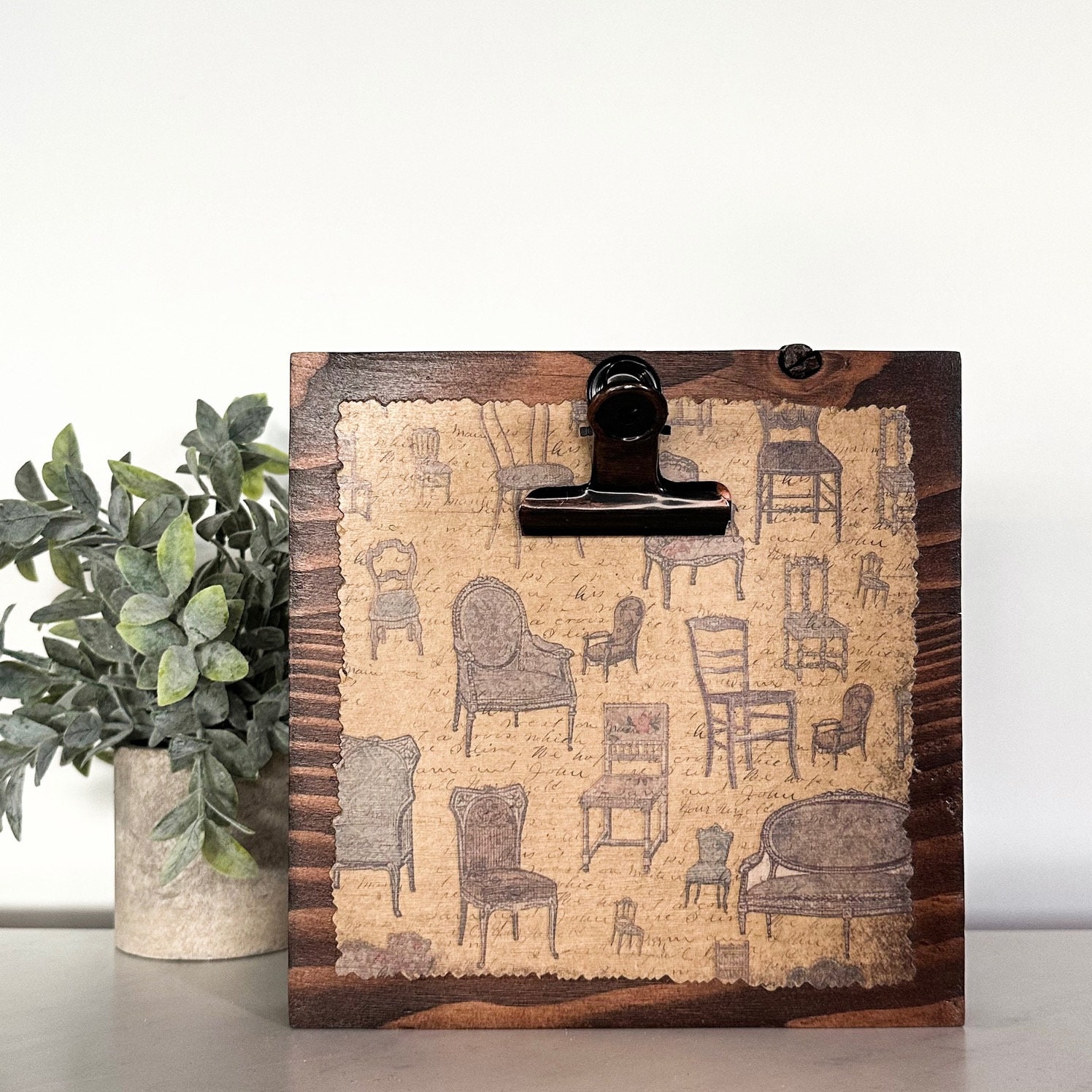 Vintage Wood Clip Picture Frame, Rustic Photo Frame, Recipe Holder ...